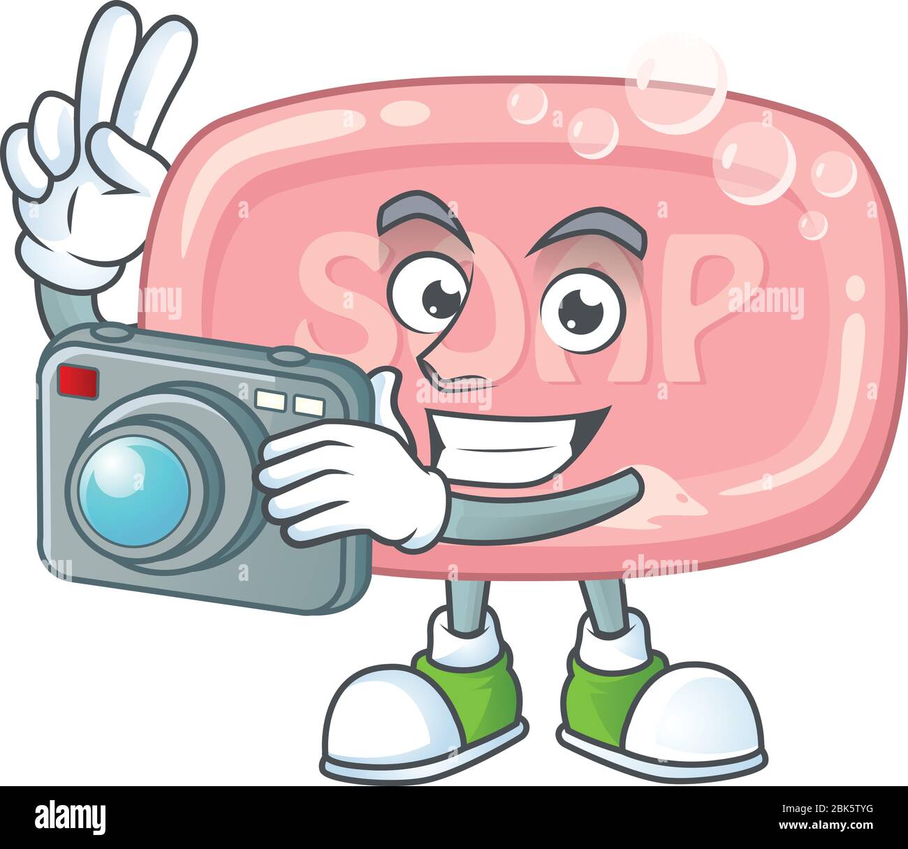 Pink soap photographer mascot design concept using an expensive camera ...