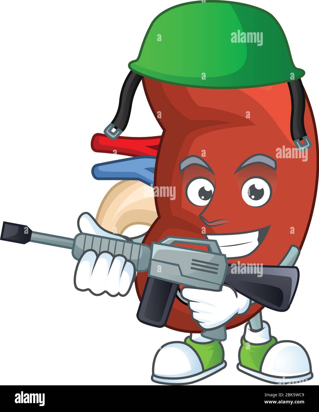 An elegant right human kidney Army mascot design style using automatic ...