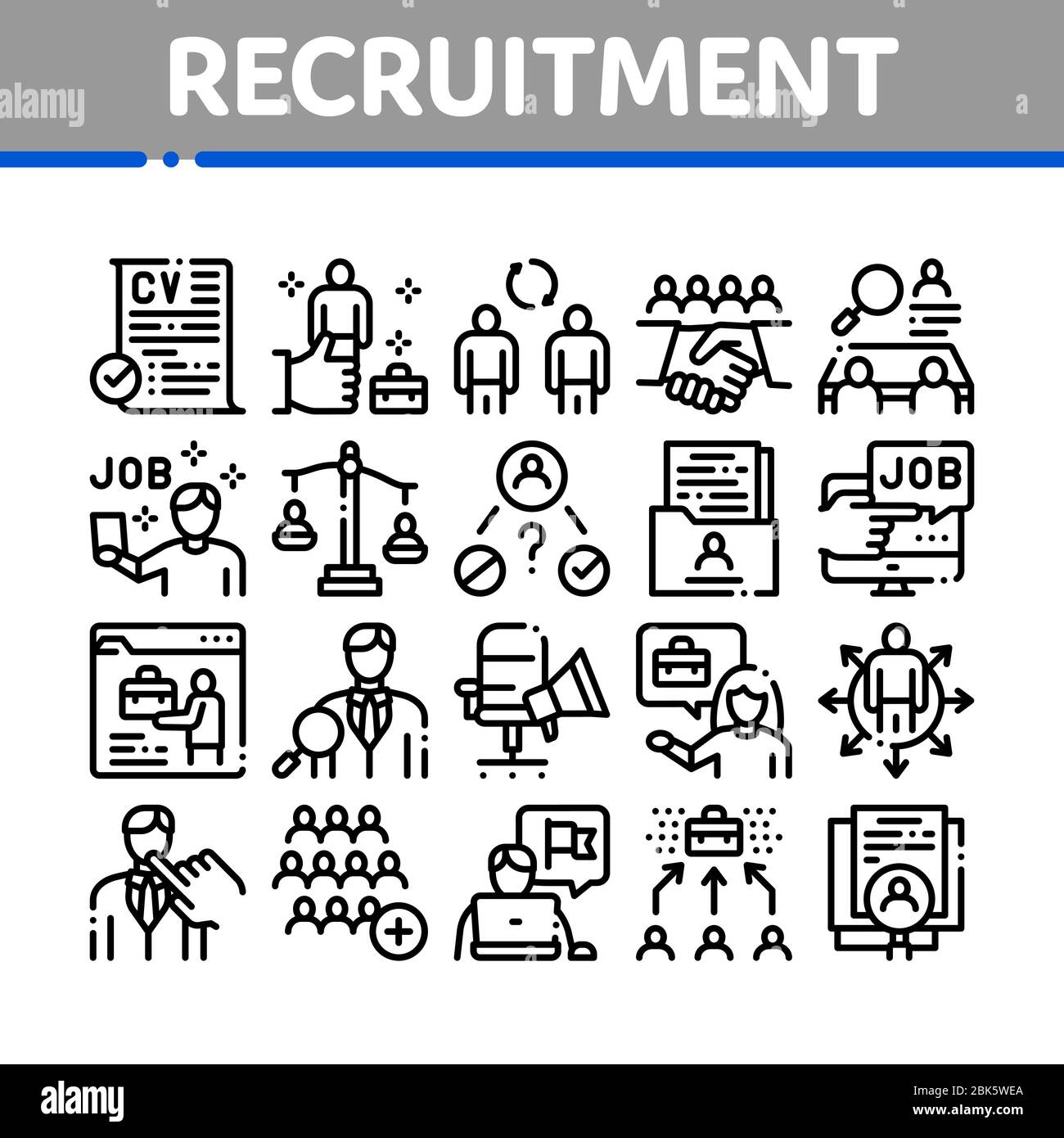 Recruitment And Research Employee Icons Set Vector Stock Vector Image ...