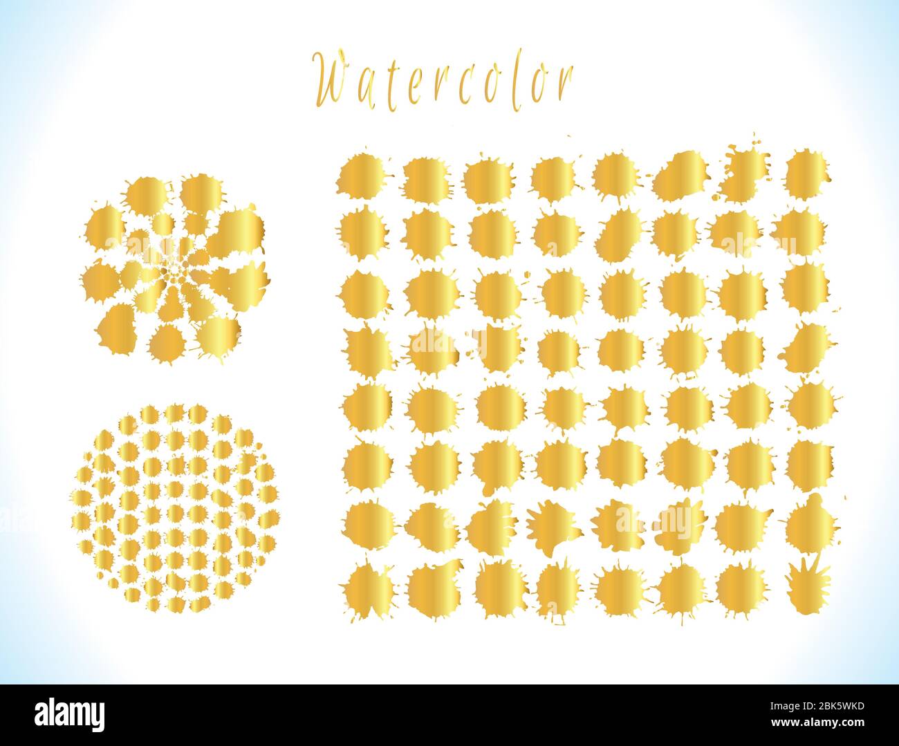 Gold vector splashes isolated on white background. Abstract golden ...