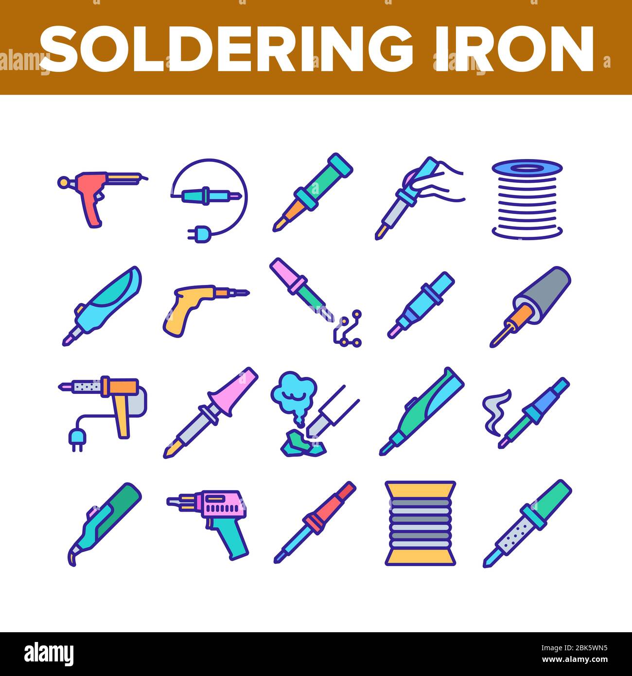 Soldering Iron Device Collection Icons Set Vector Stock Vector Image ...