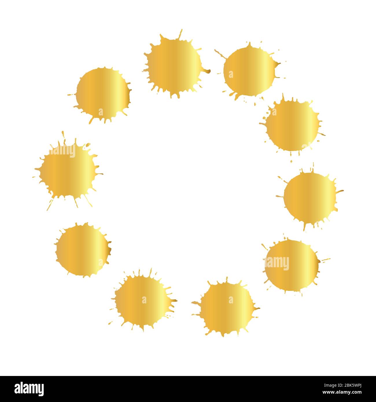 Golden splash round frame with empty center for text. Gold background ...
