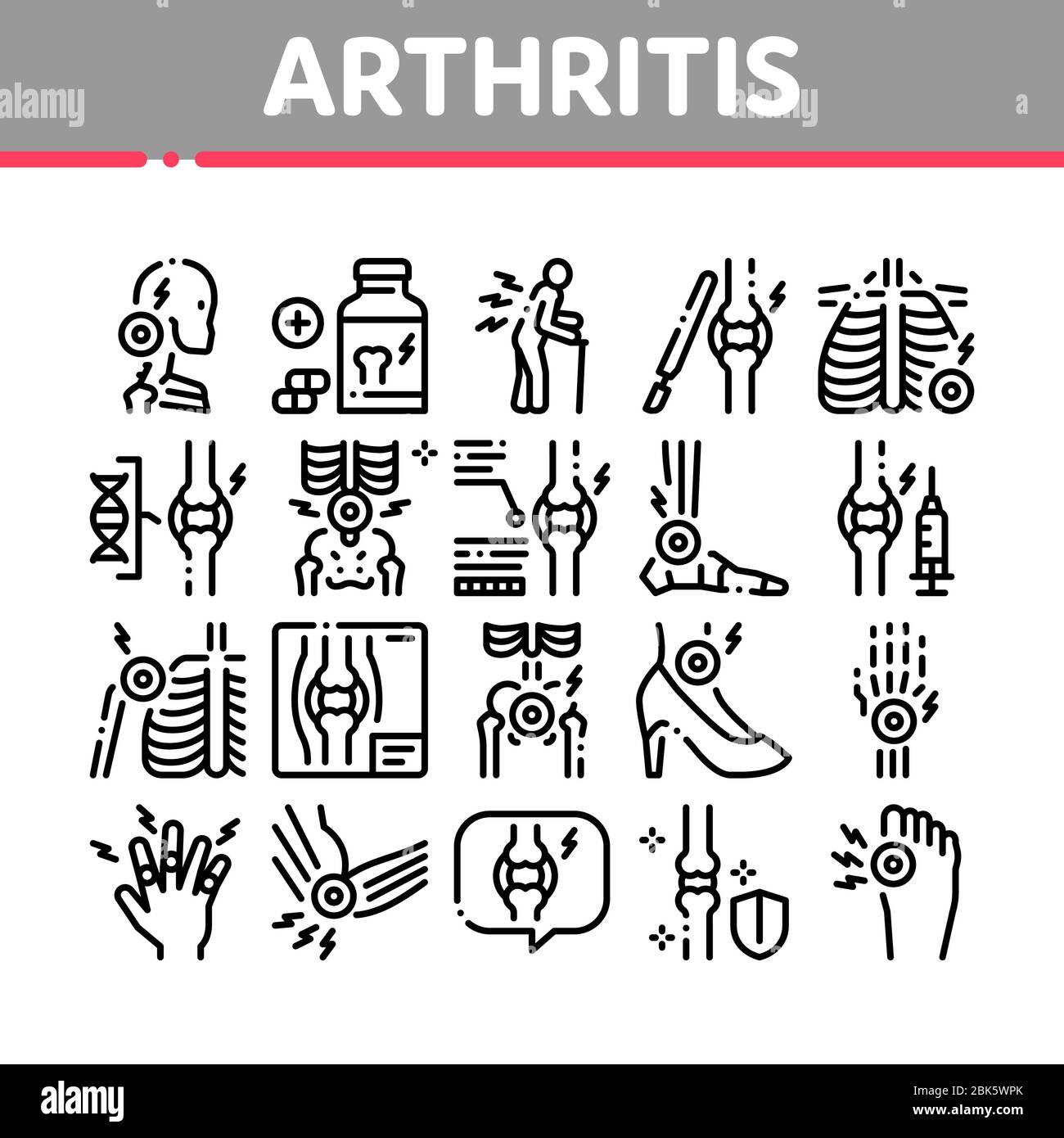 Arthritis Disease Collection Icons Set Vector Stock Vector Image & Art ...