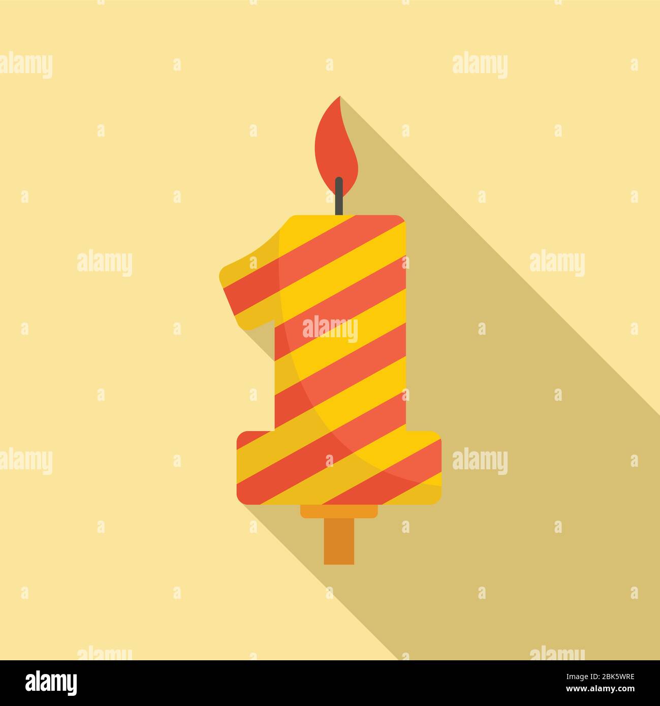 First year birthday candle icon. Flat illustration of first year ...
