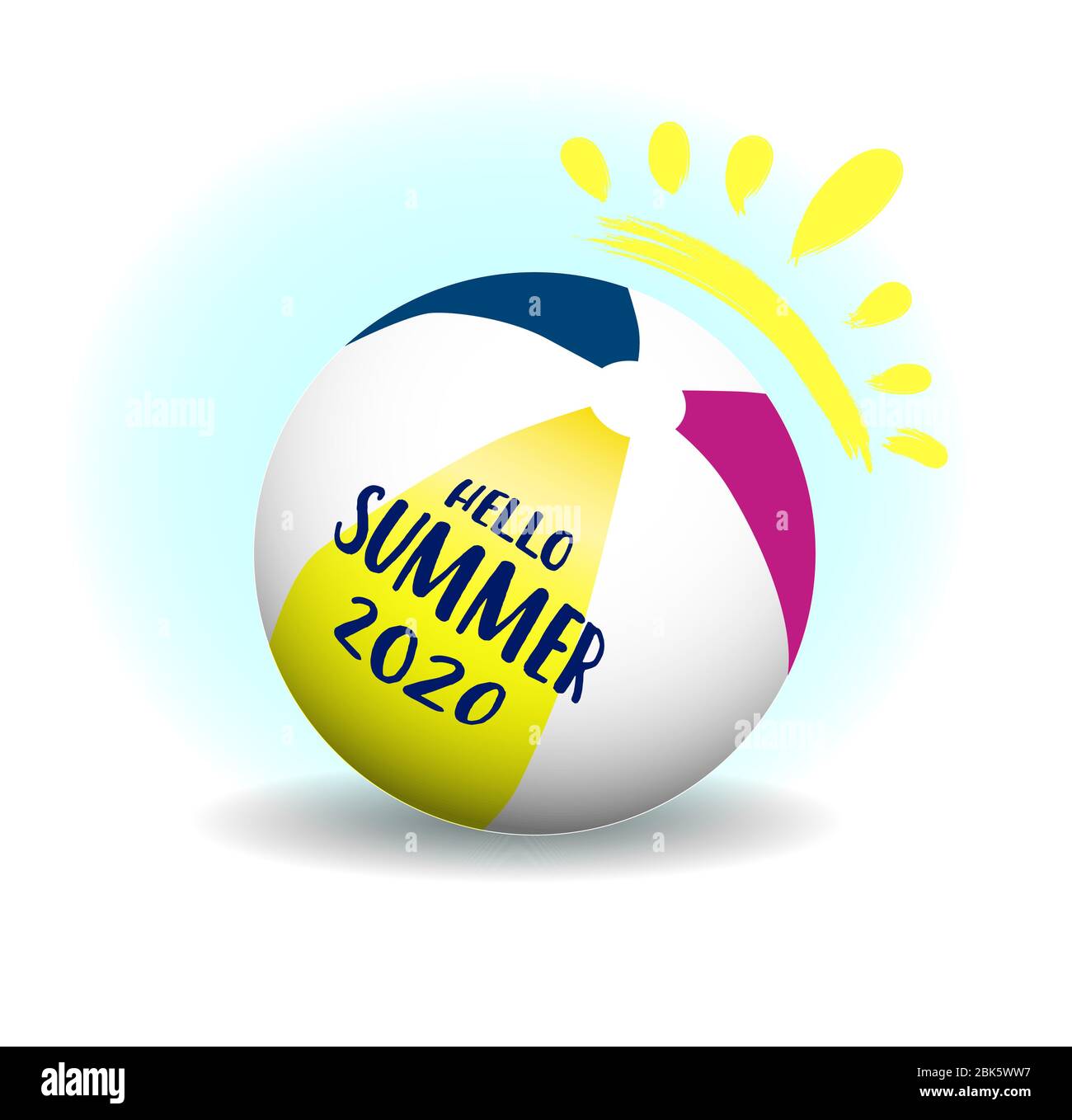 Hello summer 2020. Beach ball on a white background vector Stock Vector ...