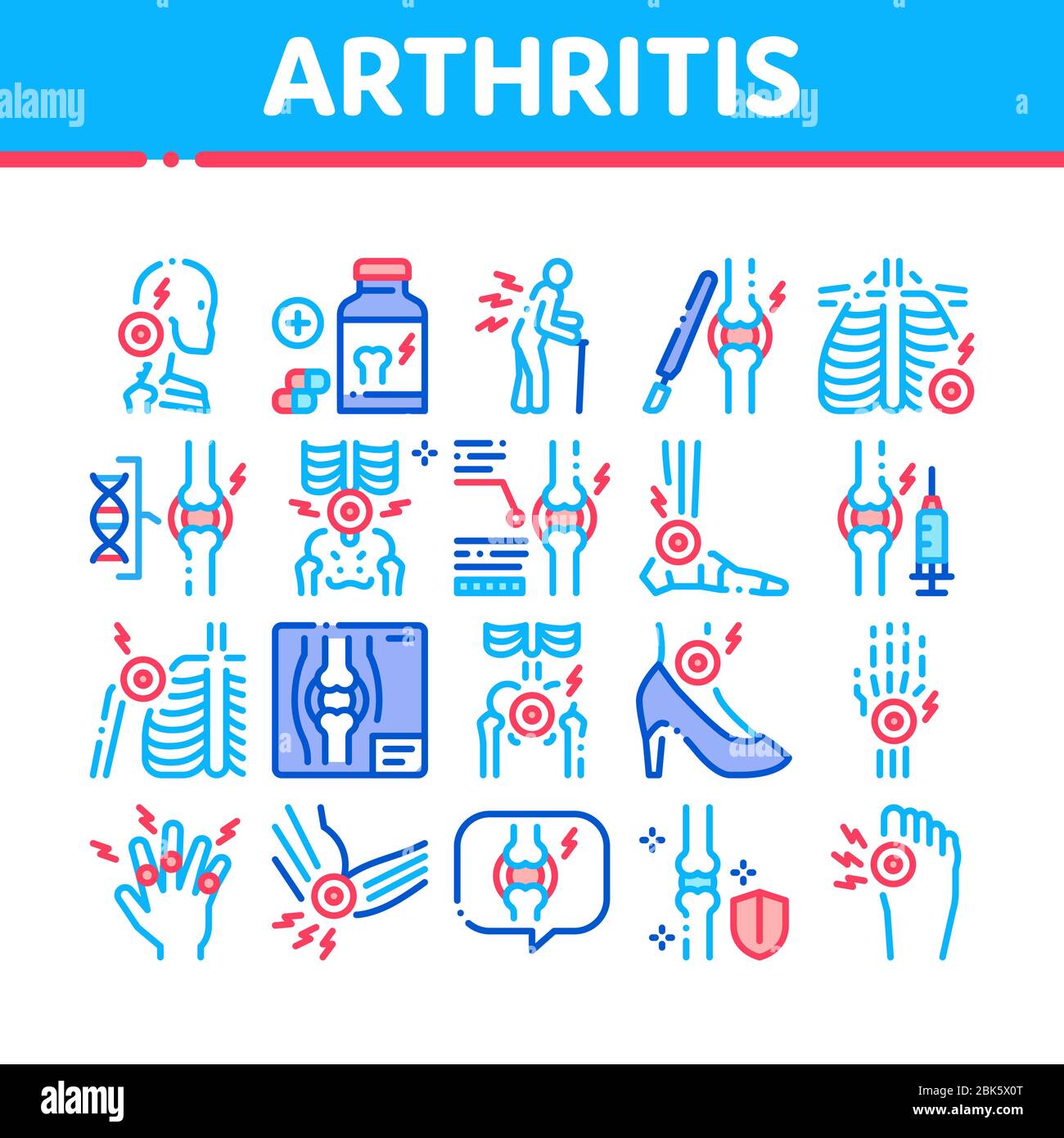Arthritis Disease Collection Icons Set Vector Stock Vector Image & Art ...