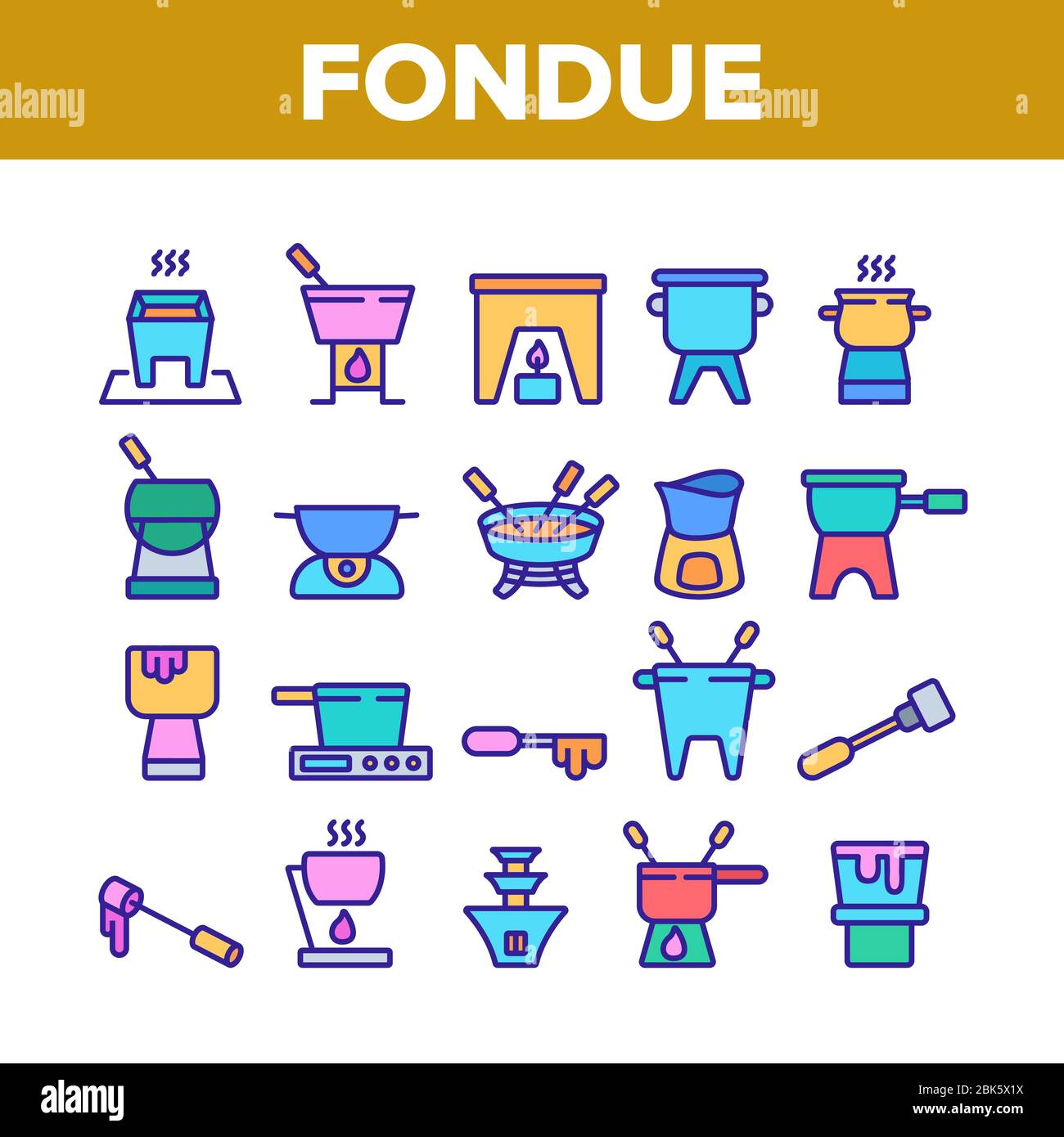 Fondue pot set Stock Vector Images - Alamy