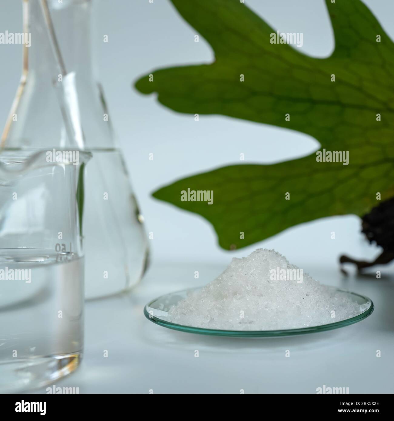 Closeup Potassium chloride on white laboratory table. Chemical used in ...
