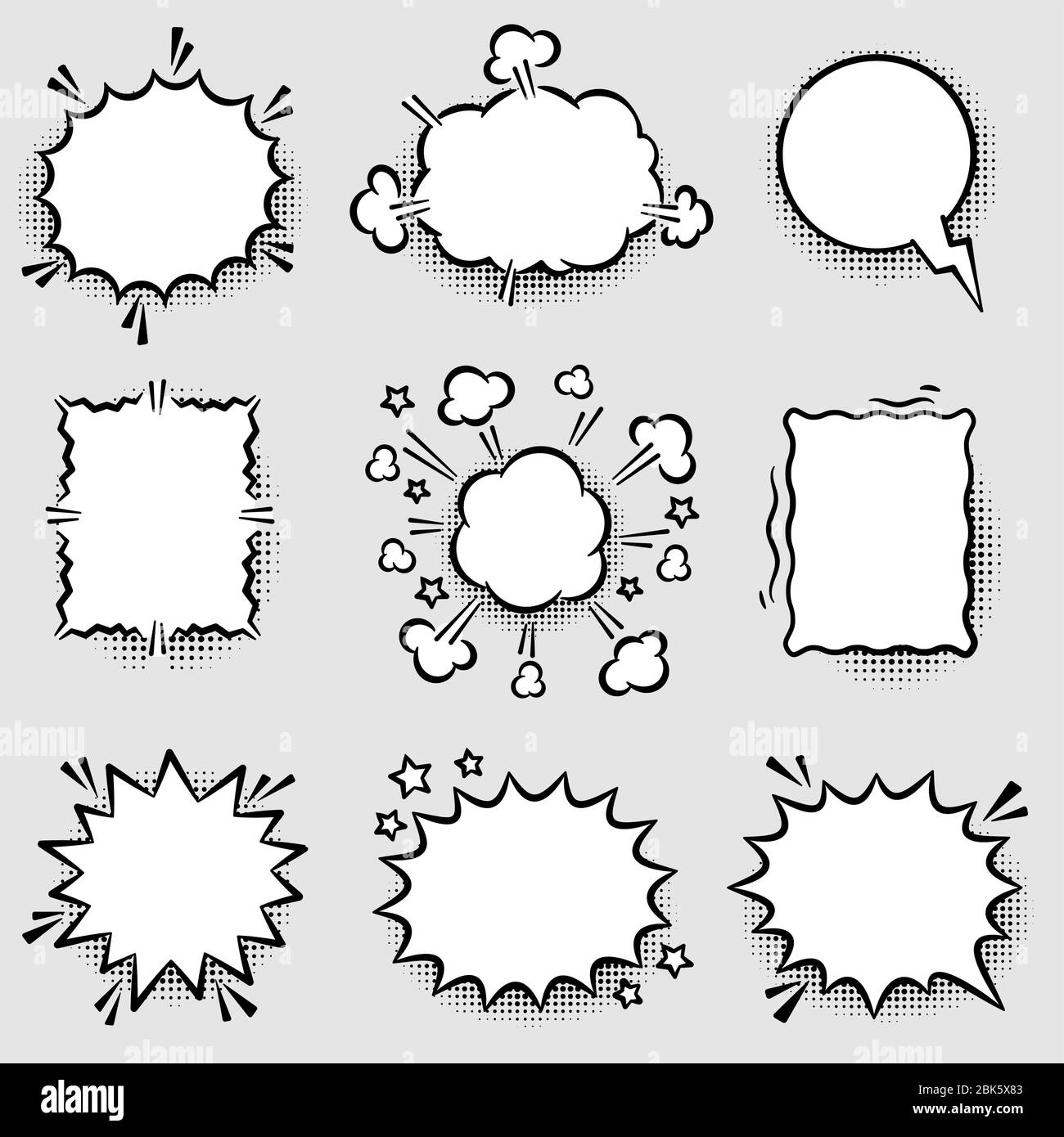 Set of angry and scream comic speech bubbles. Empty comic speech ...