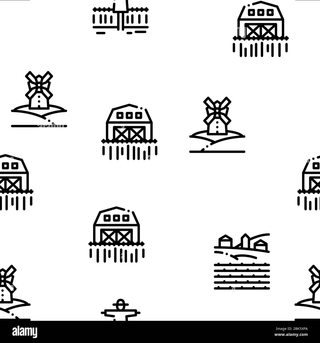 Farming Landscape Seamless Pattern Vector Stock Vector Image & Art - Alamy