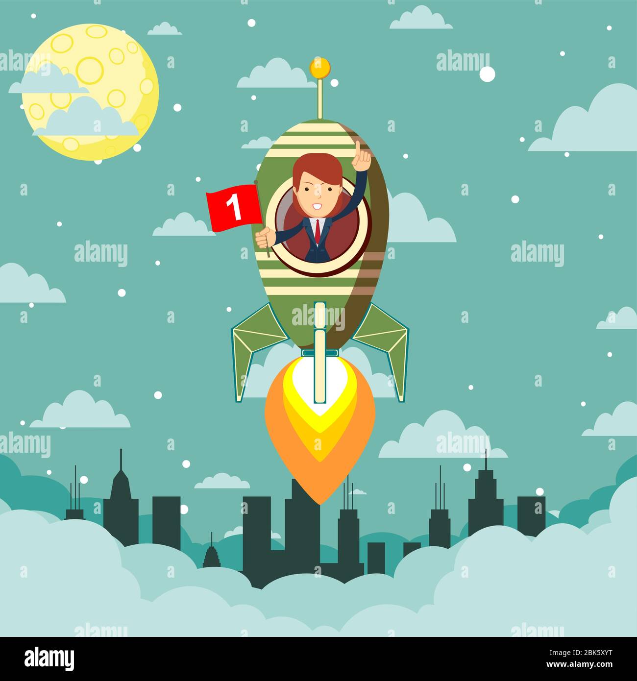 Rocket cartoon woman hi-res stock photography and images - Alamy