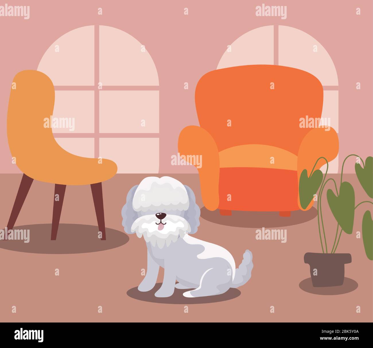 adorable dog in living room vector illustration design Stock Vector ...