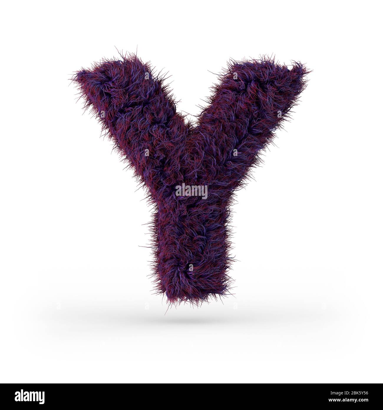 Capital letter Y. Uppercase. Purple fluffy and furry font. 3D rendering ...