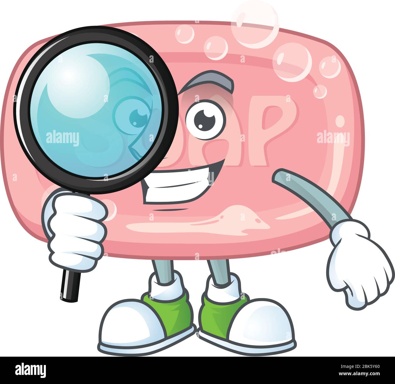 Smart Detective of pink soap cartoon character design concept Stock ...