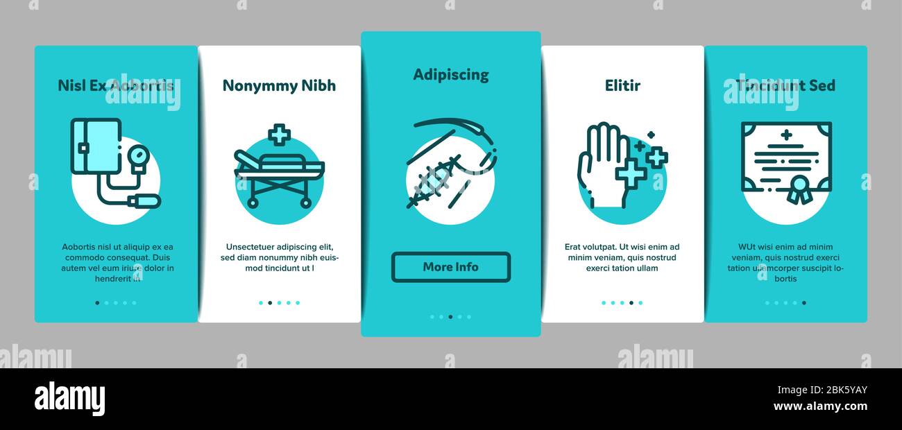 Nurse Medical Aid Onboarding Elements Icons Set Vector Stock Vector ...