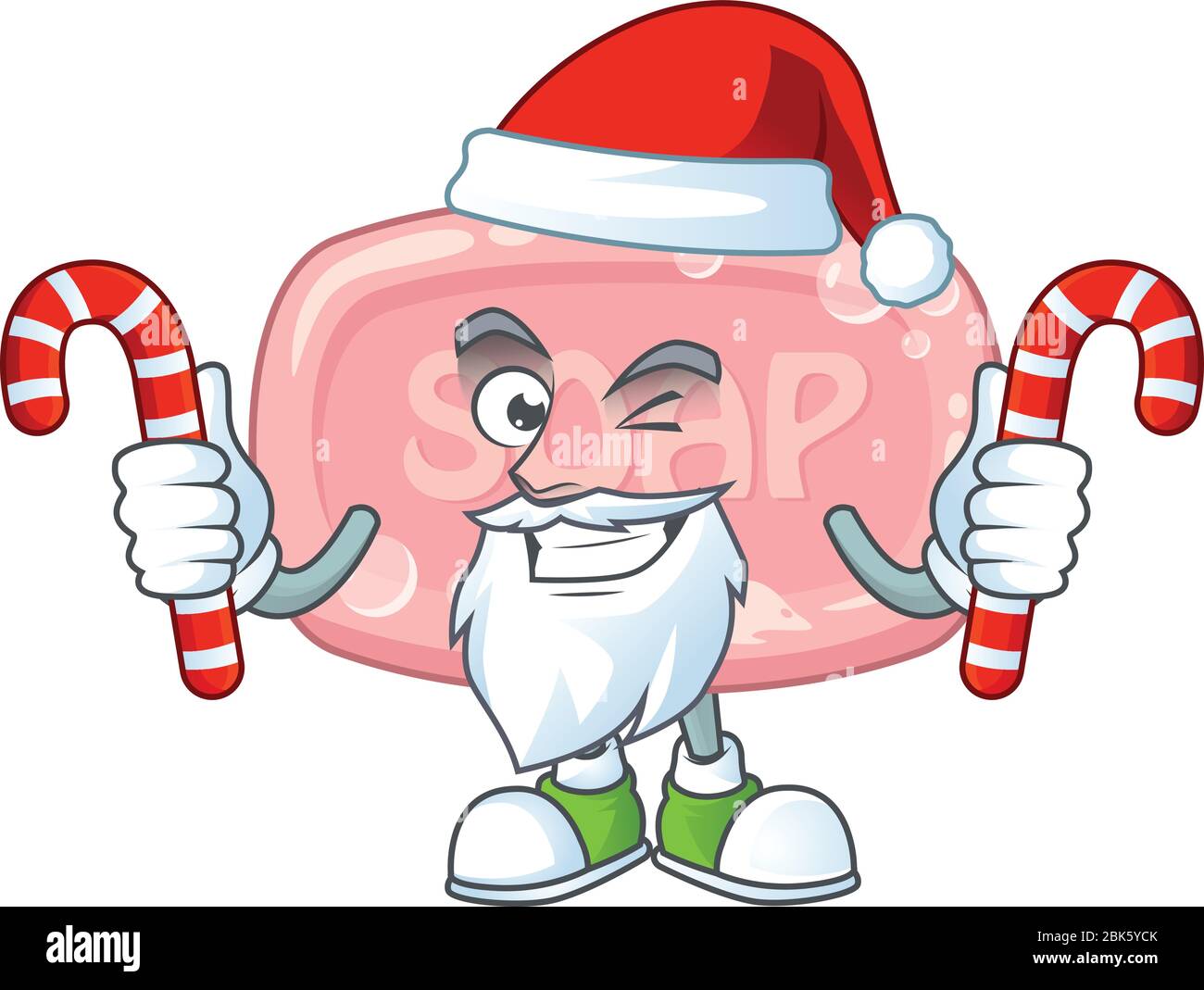 Pink soap humble Santa Cartoon character having candies Stock Vector ...