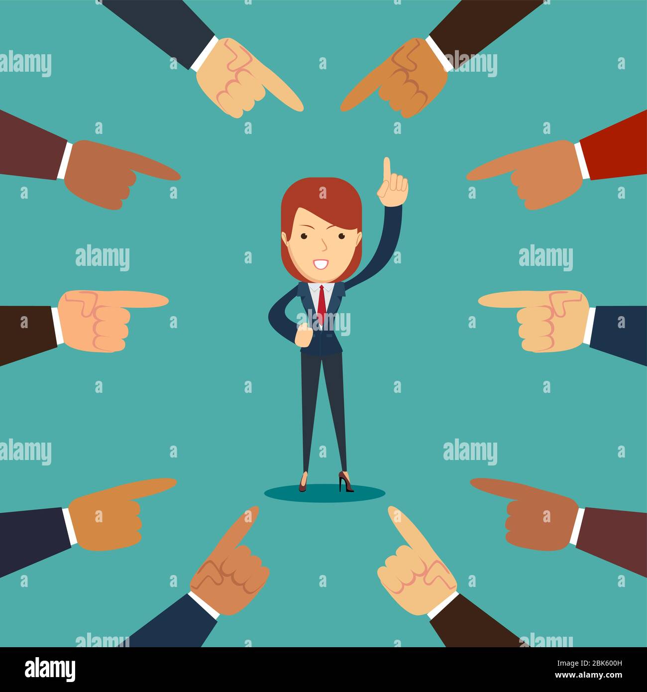 Illustration of businesswoman with fingers pointing at her Stock Vector ...