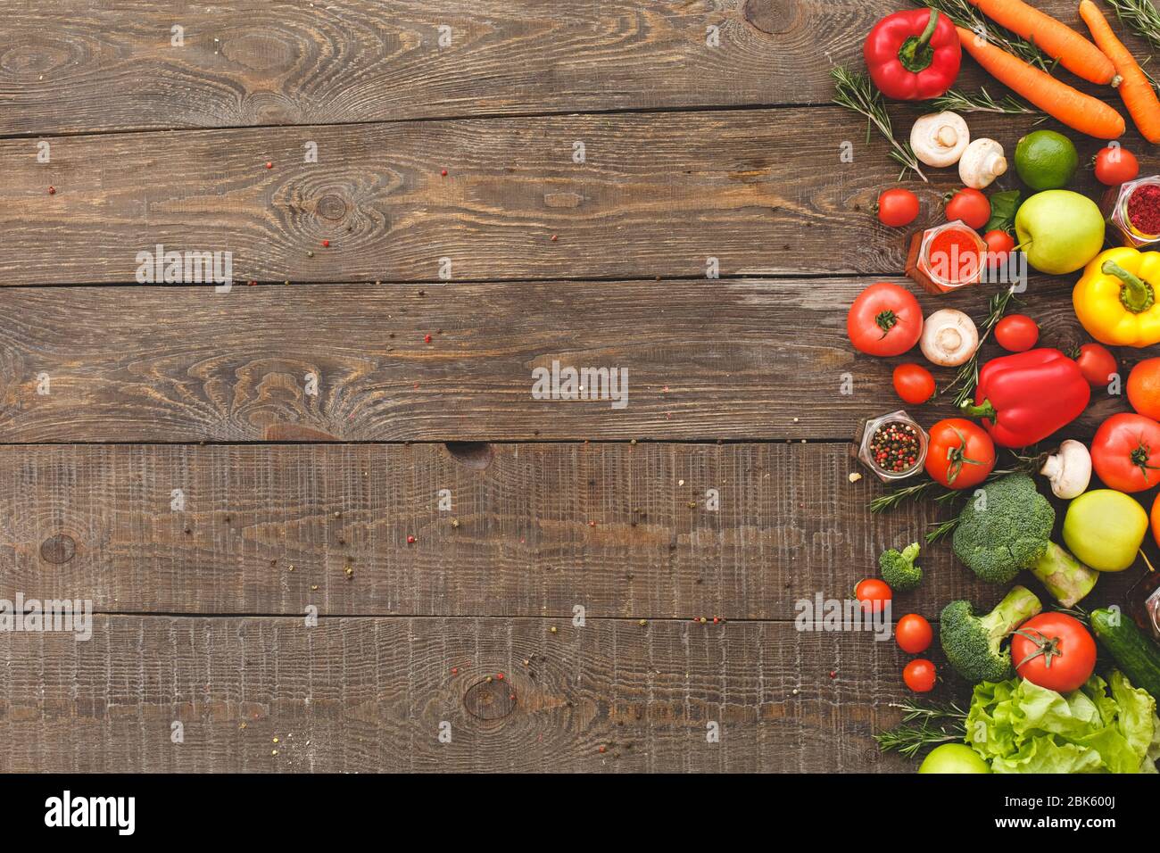 Right sides lie vegetables, in the left side copy space Stock Photo - Alamy