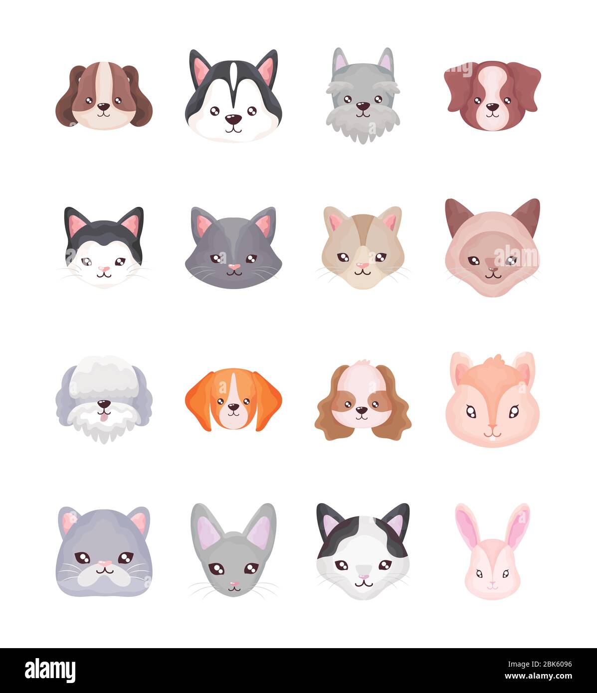 set of heads of cats and dogs on white background vector illustration ...
