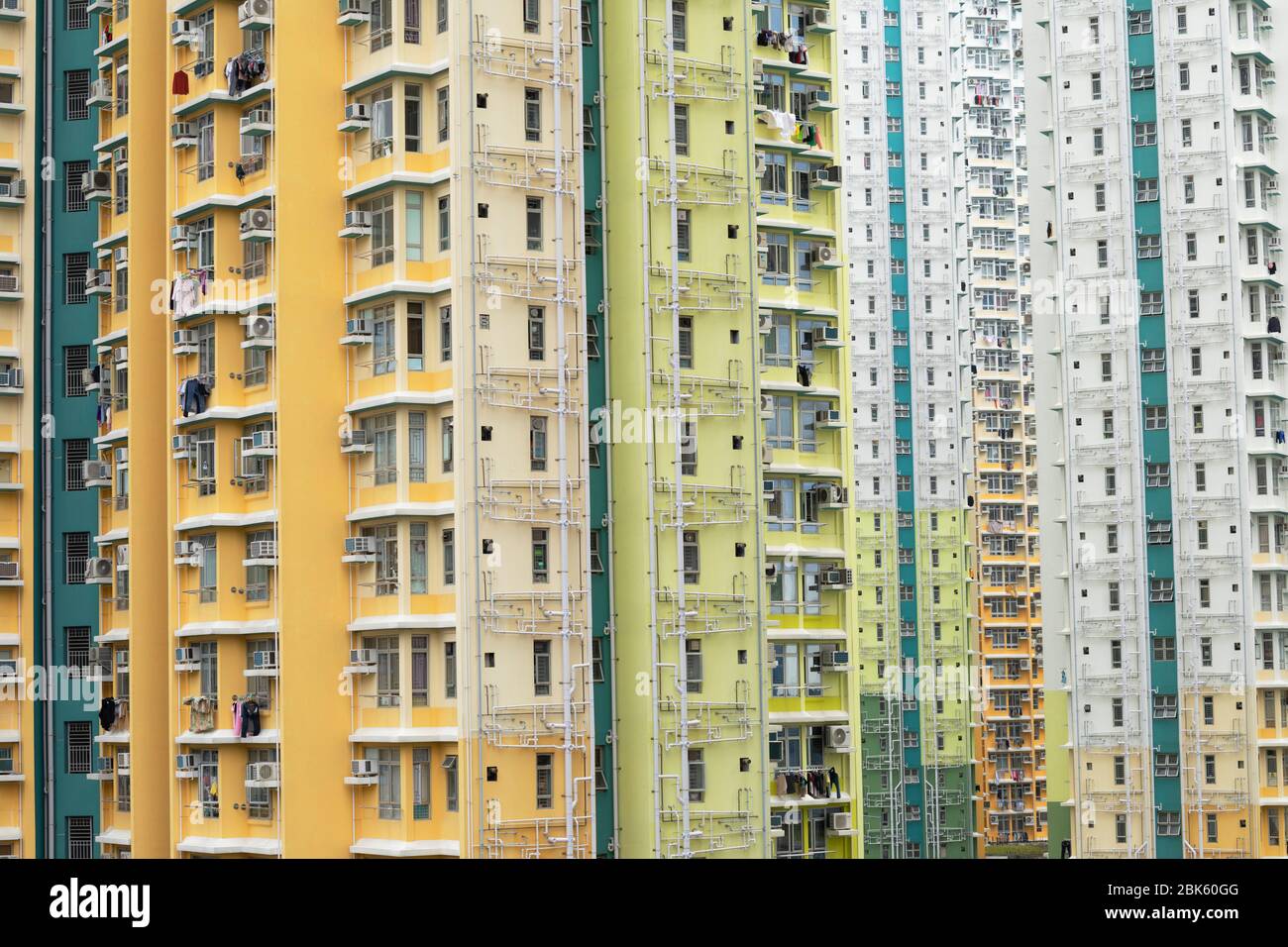 Colourful government housing in On Tai Estate, Kowloon, Hong Kong Stock ...
