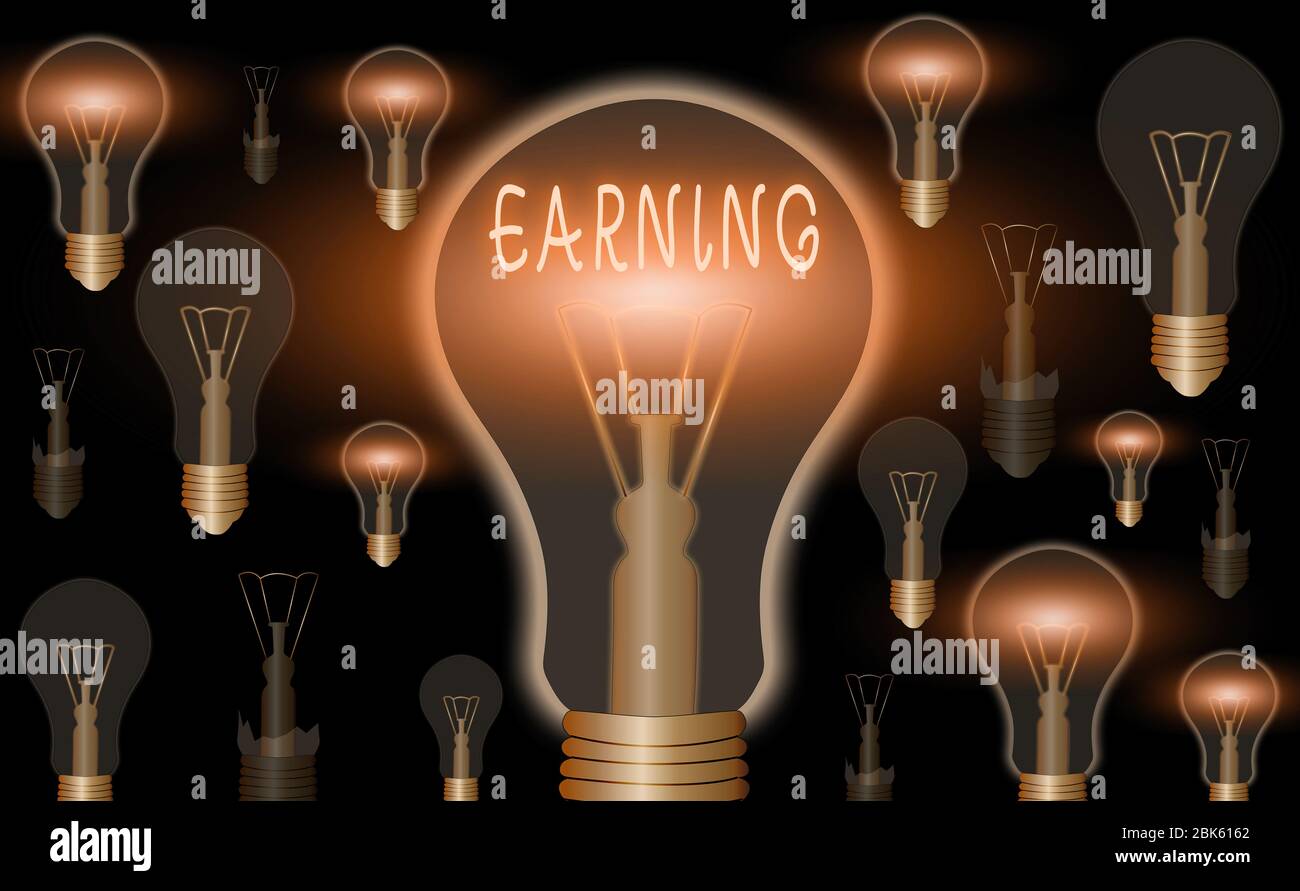 Conceptual hand writing showing Earning. Concept meaning something ...