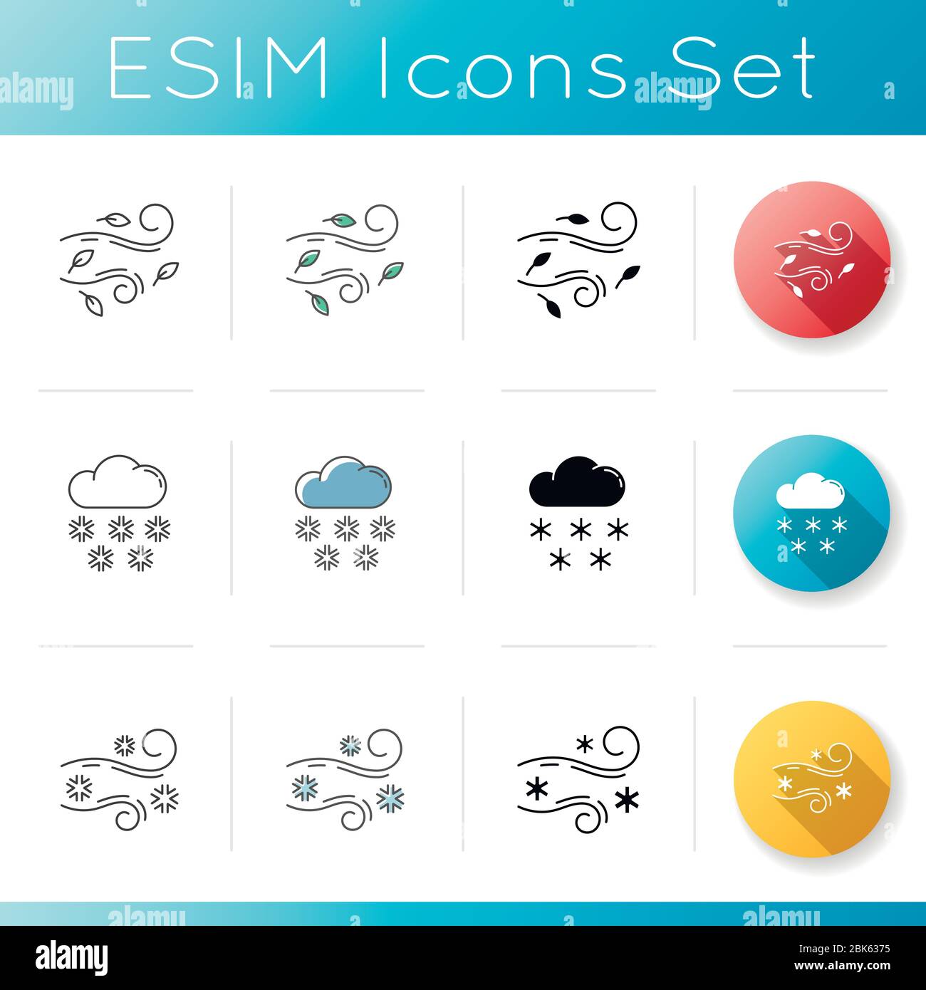 Wind and atmospheric precipitation icons set Stock Vector Image & Art ...