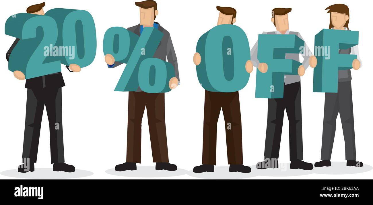 Group of business people holding giant alphabet to form 20 percentage ...