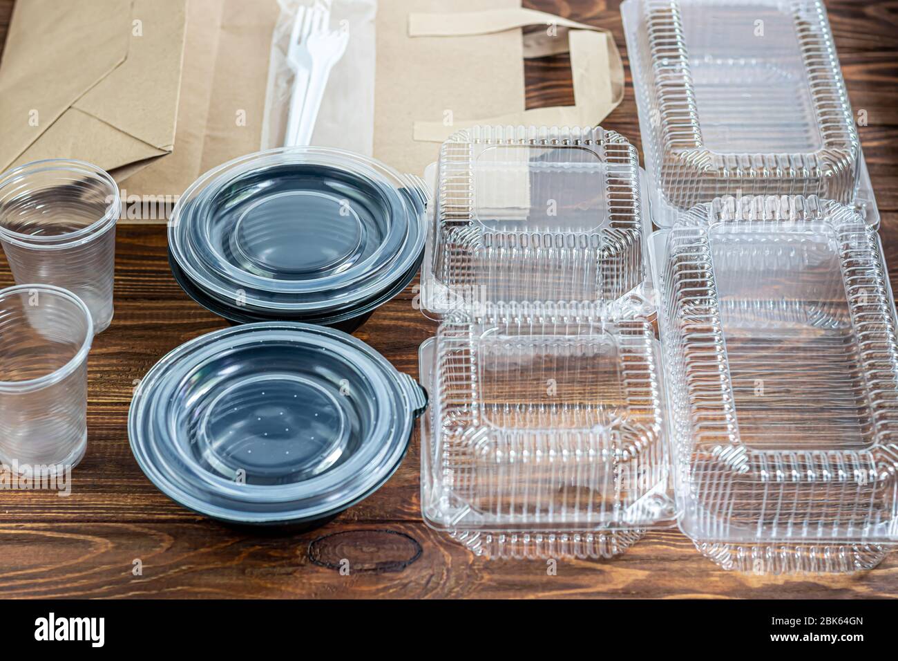 Plastic dishes for home delivery. Quarantine, diet, proper nutrition ...