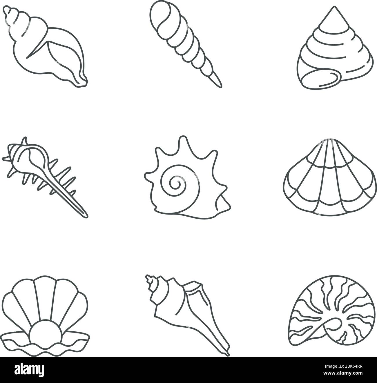 Shells icon set Black and White Stock Photos & Images - Alamy