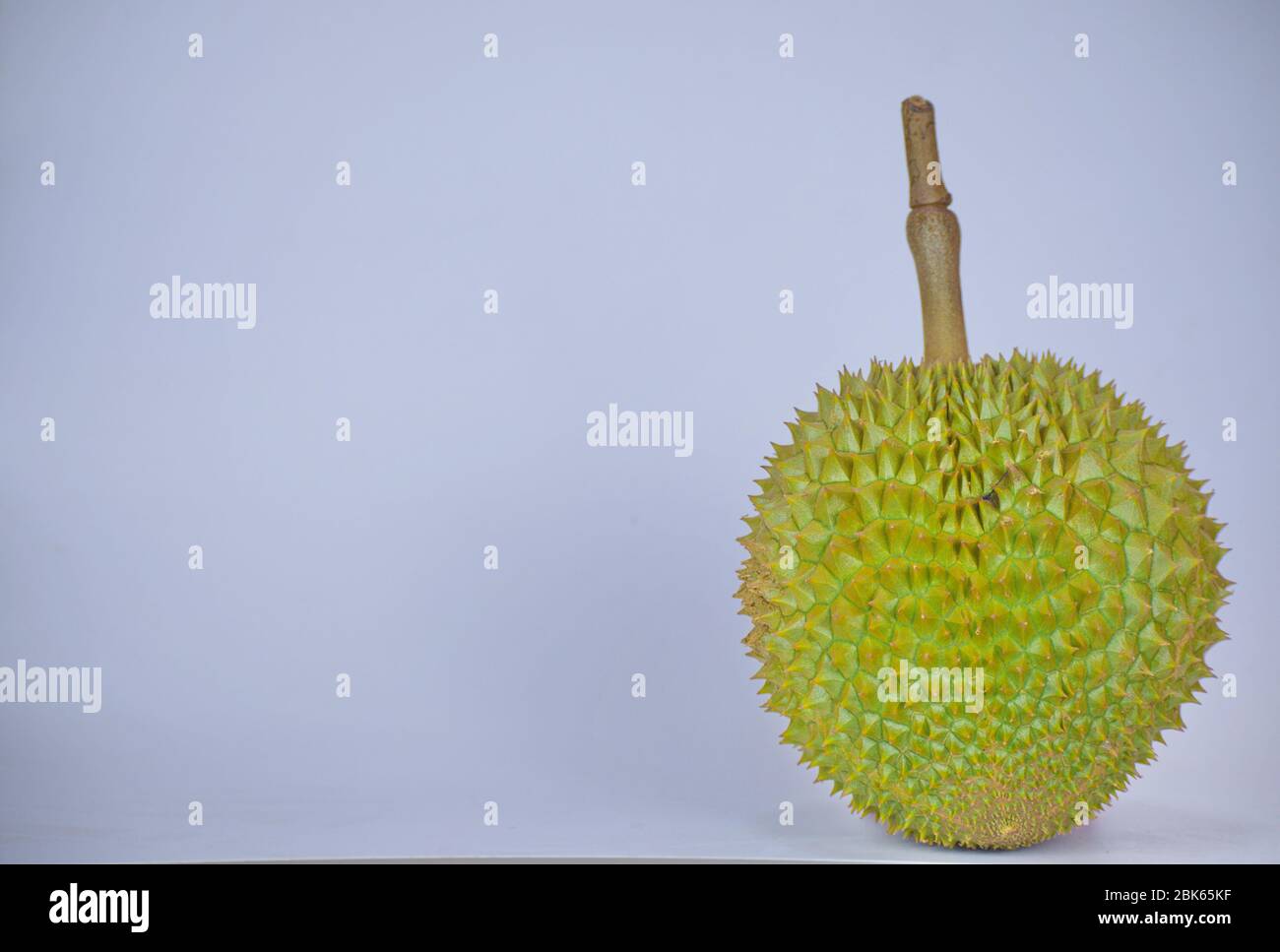 Durian. The fruit is sweet and has a pungent odor. On white background ...