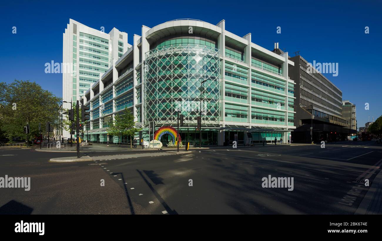 University College Hospital with NHS rainbow during London Lockdown ...