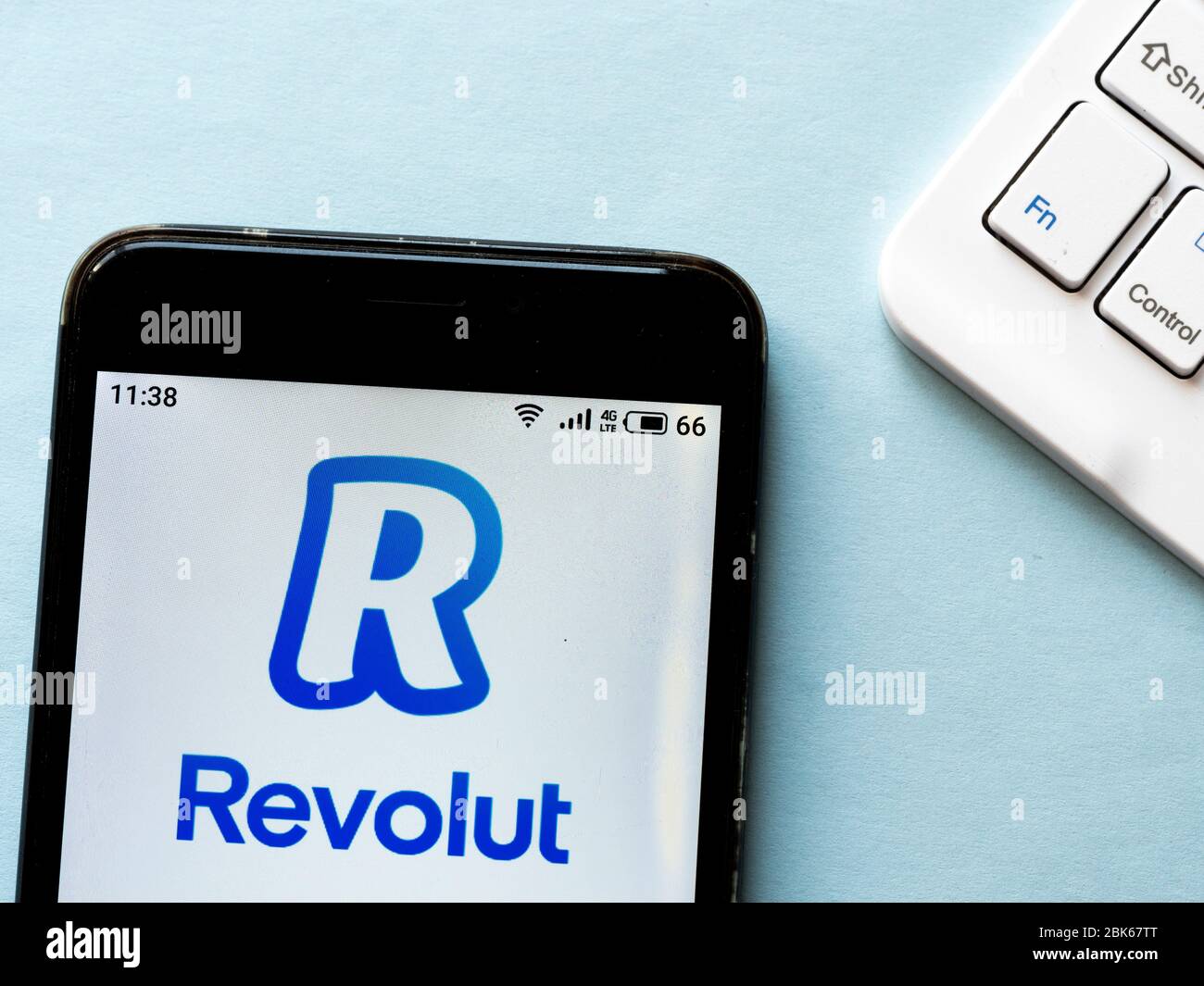 In this photo illustration Revolut logo is seen displayed on a ...
