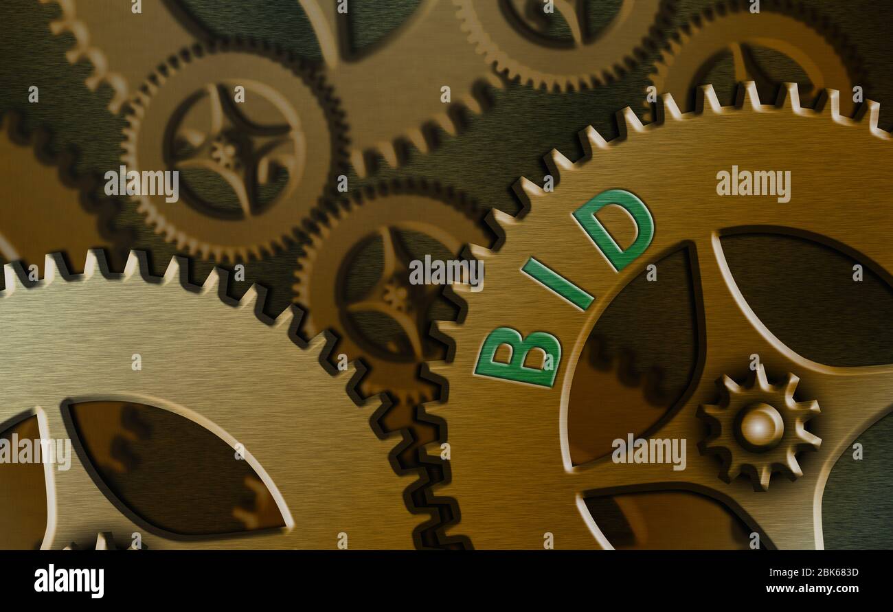 Text sign showing Bid. Business photo showcasing to offer a particular ...