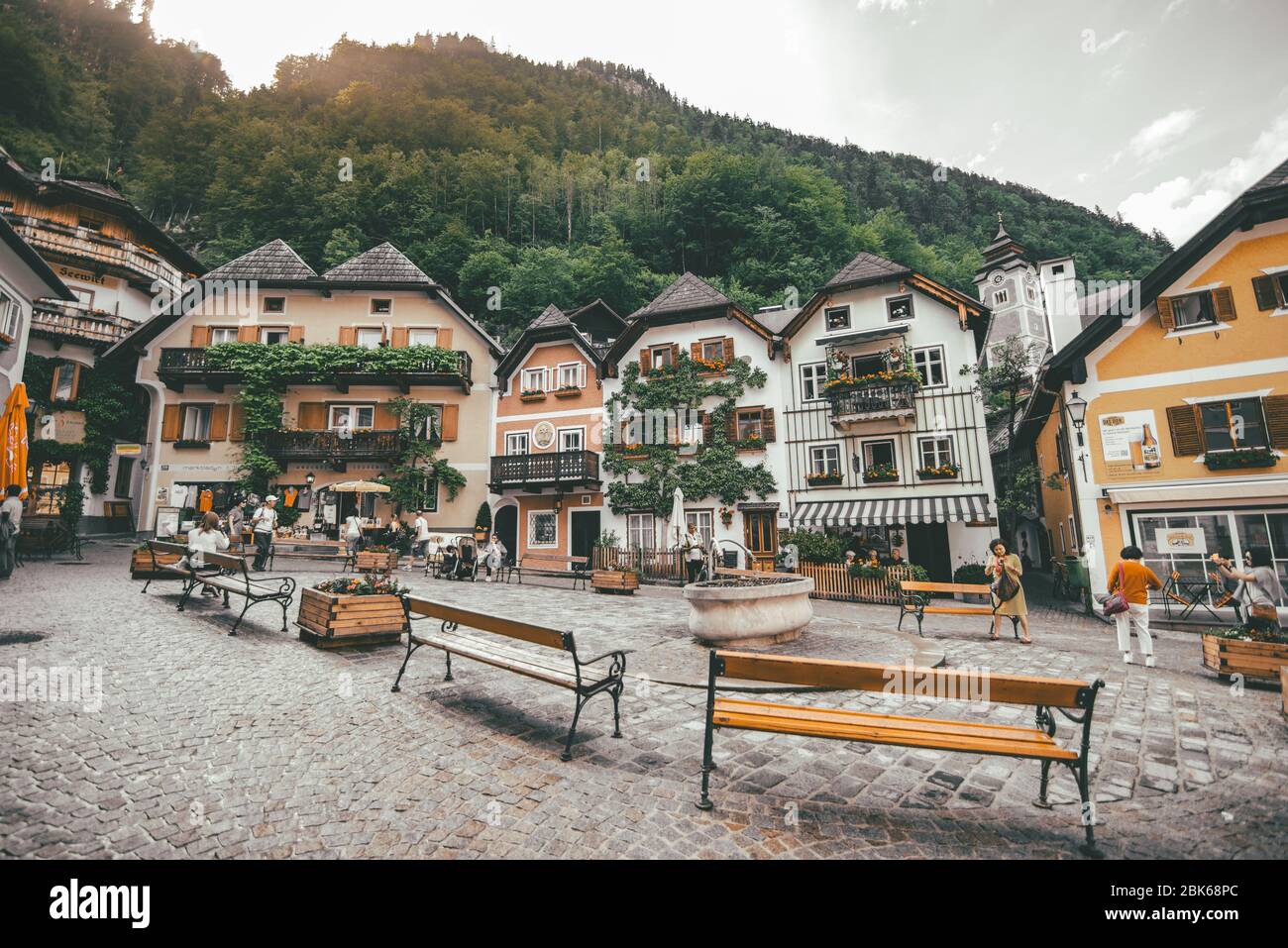 Hallstatt, Austria - June 15, 2019: central tourist city square Stock ...