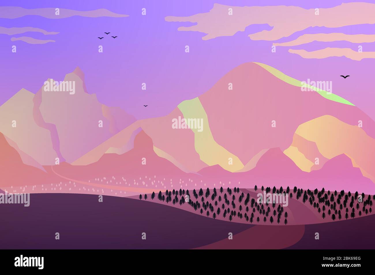 Misty peak dawn Stock Vector Images - Alamy