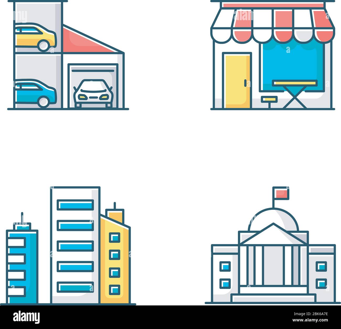 Industrial buildings RGB color icons set Stock Vector Image & Art - Alamy