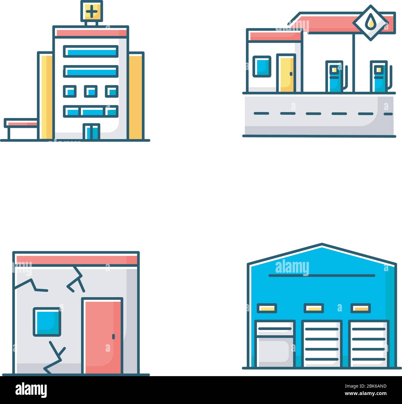 Building constructions RGB color icons set Stock Vector Image & Art - Alamy