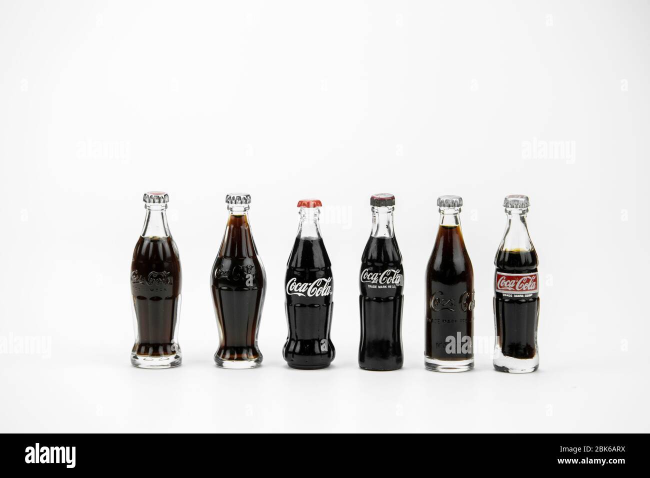 Atlanta GA USA May 1 2020 six toy glass Coca-Cola contour bottles ...