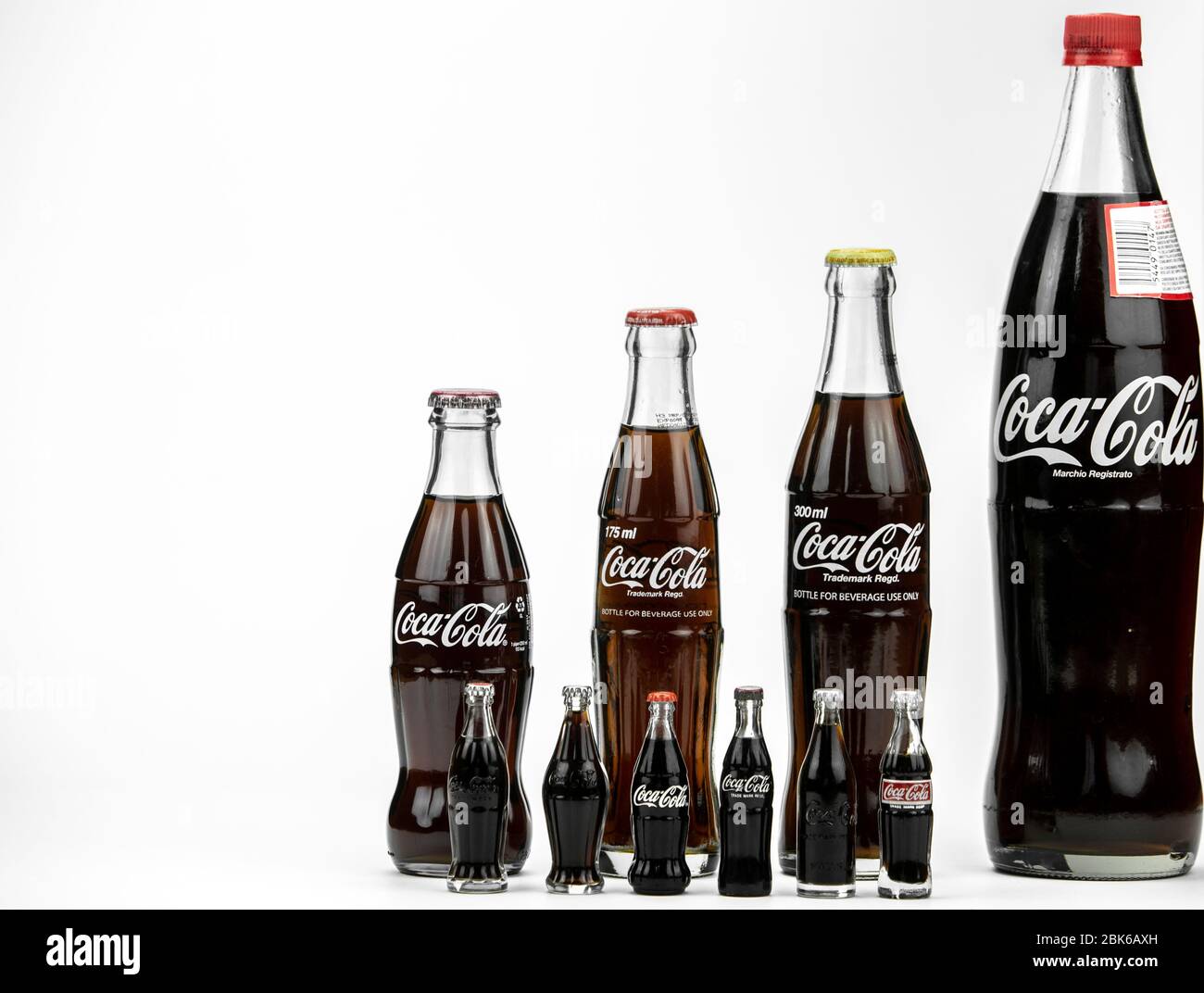 Atlanta GA USA May 1 2020 four glass Coca-Cola contour bottles various ...