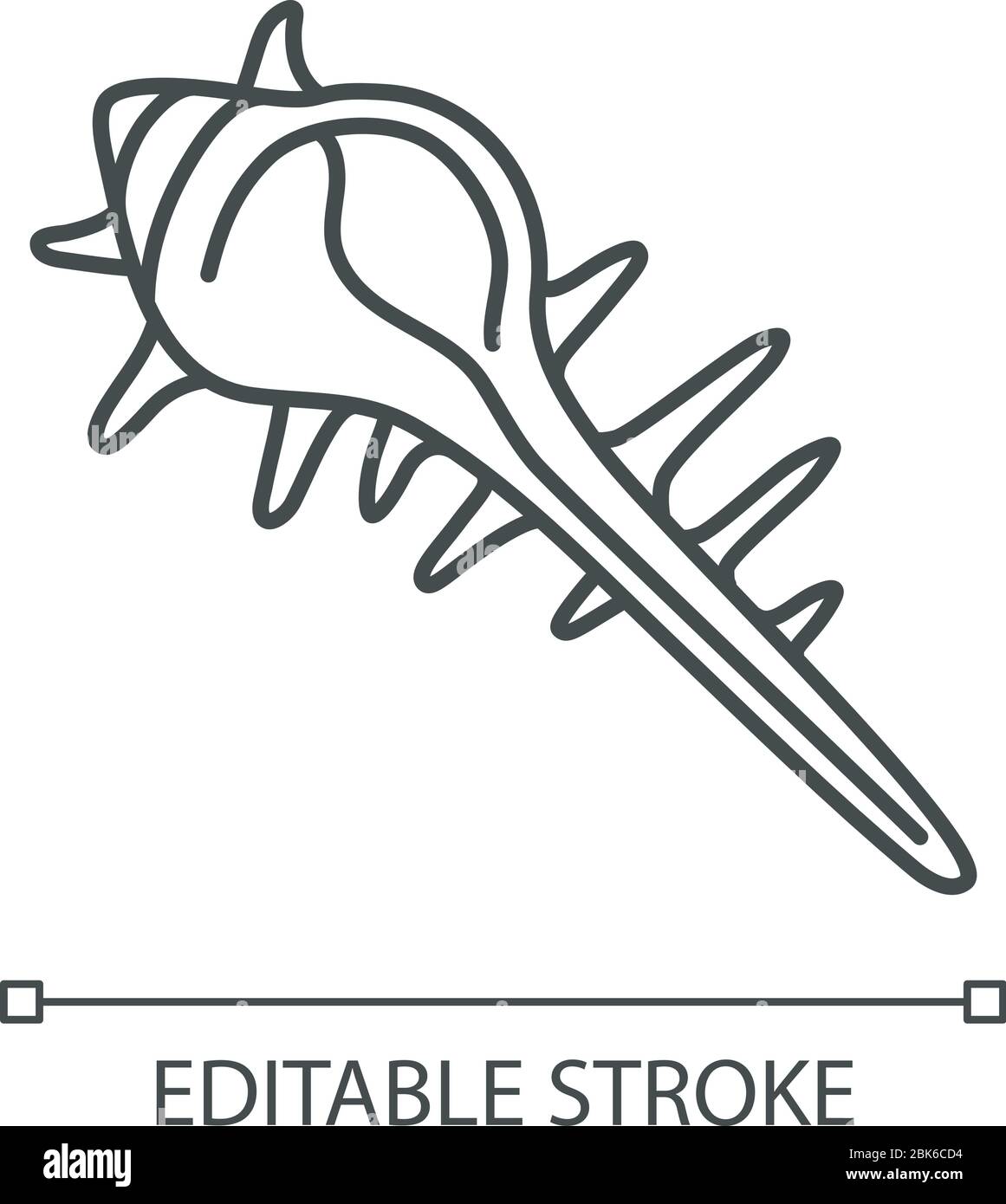 Exotic spiked sea shell pixel perfect linear icon Stock Vector Image ...