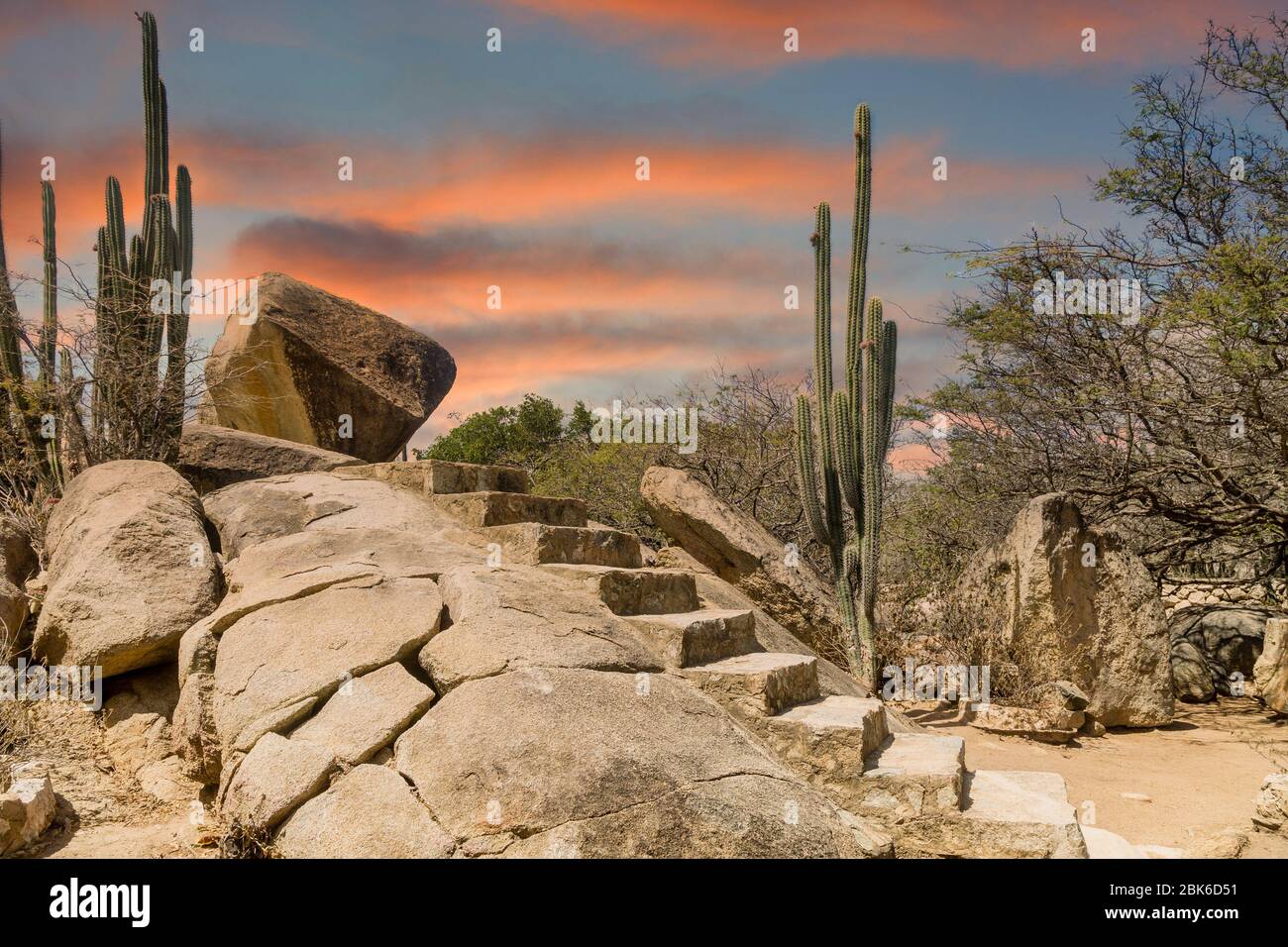 Steps Carved Out of Solid Rock in Aruba Stock Photo - Alamy