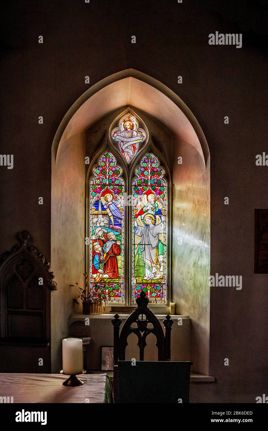 stain glass windows in st Marys church reepham norfolk Stock Photo - Alamy
