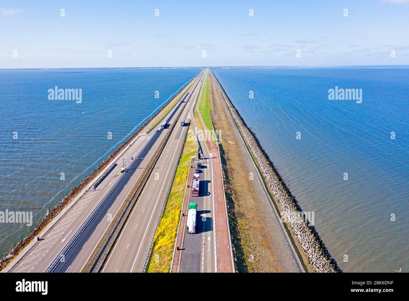Aerial from the Afsluitdijk in the north of the Netherlands Stock Photo ...