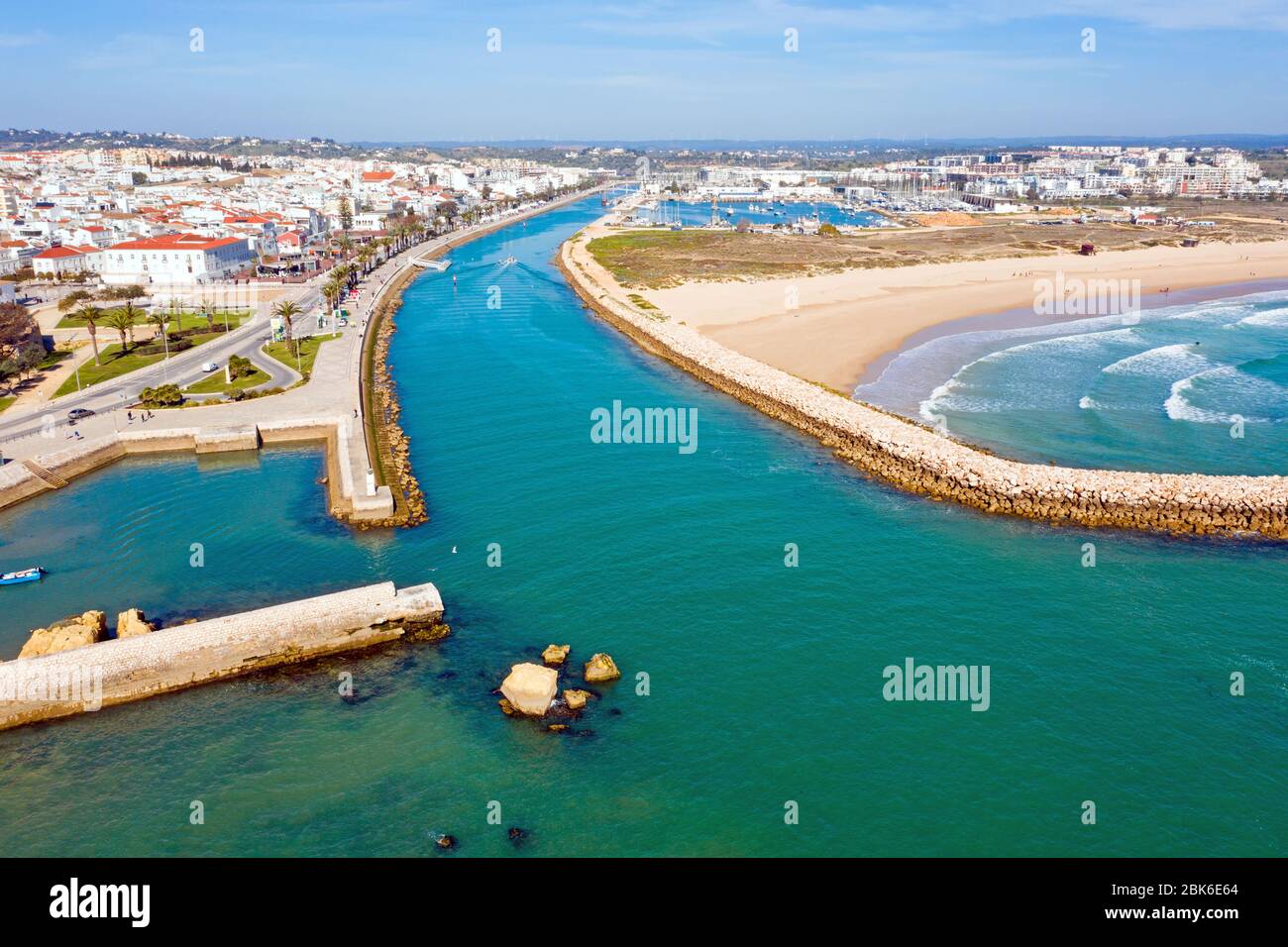 Aerial from the harbor and city Lagos Portugal Stock Photo - Alamy
