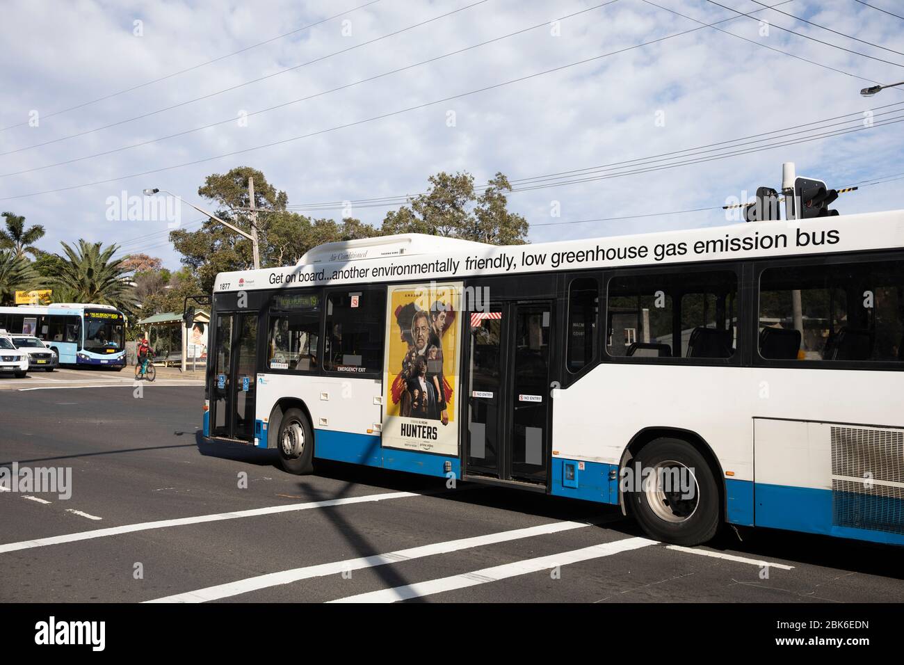 Sydney single decker bus on barrenjoey road in Avalon,Sydney,Australia ...