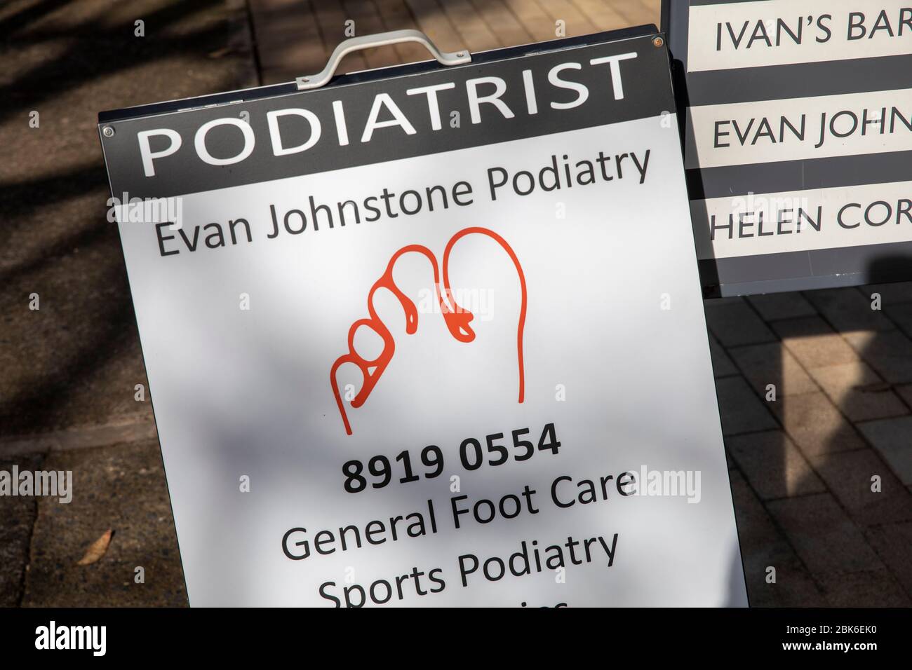 Australian podiatrist sign at a store in Sydney northern beaches ...