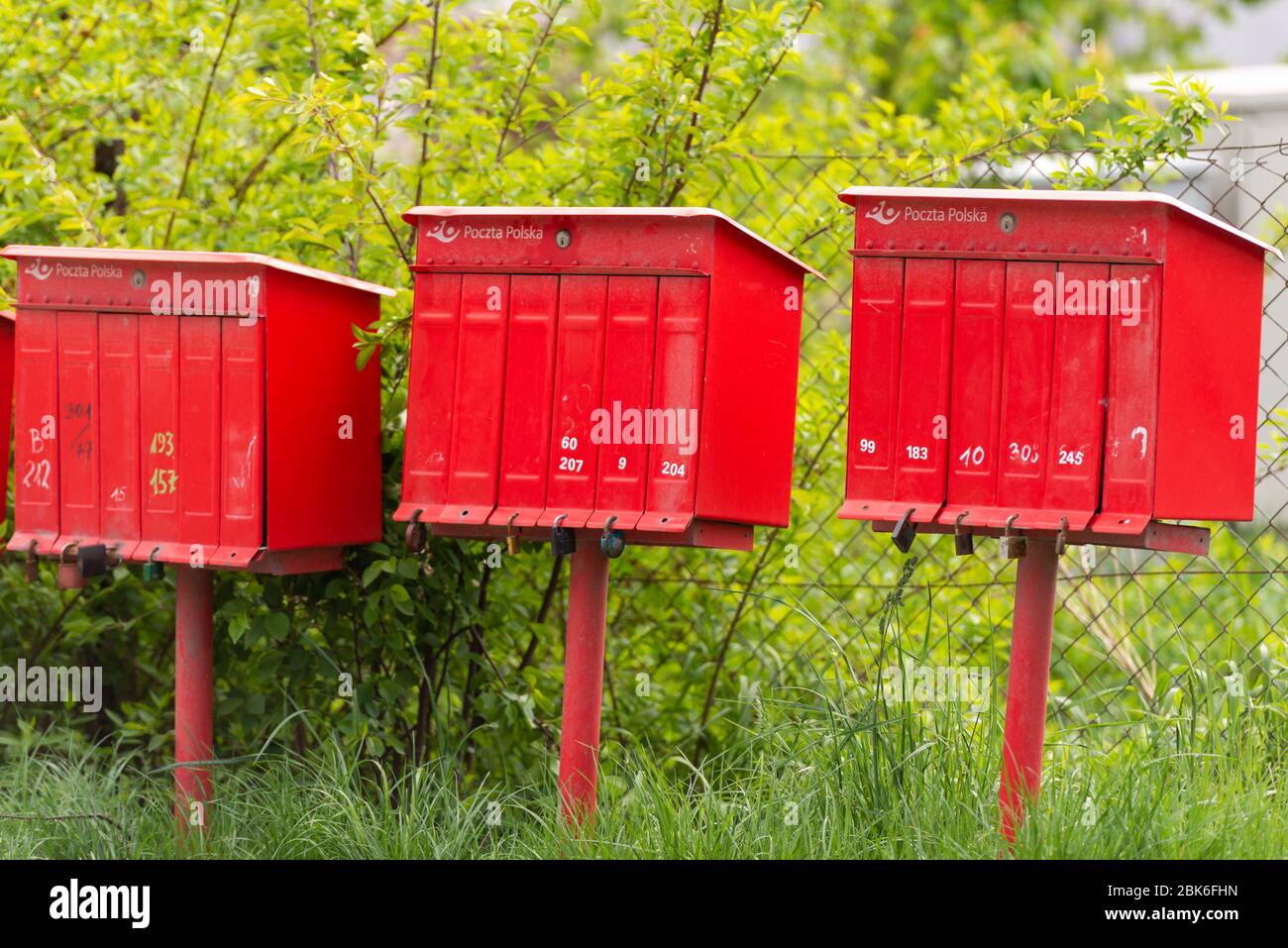 Mailboxes in Poland by the road. Village mailboxes near Cracow ...