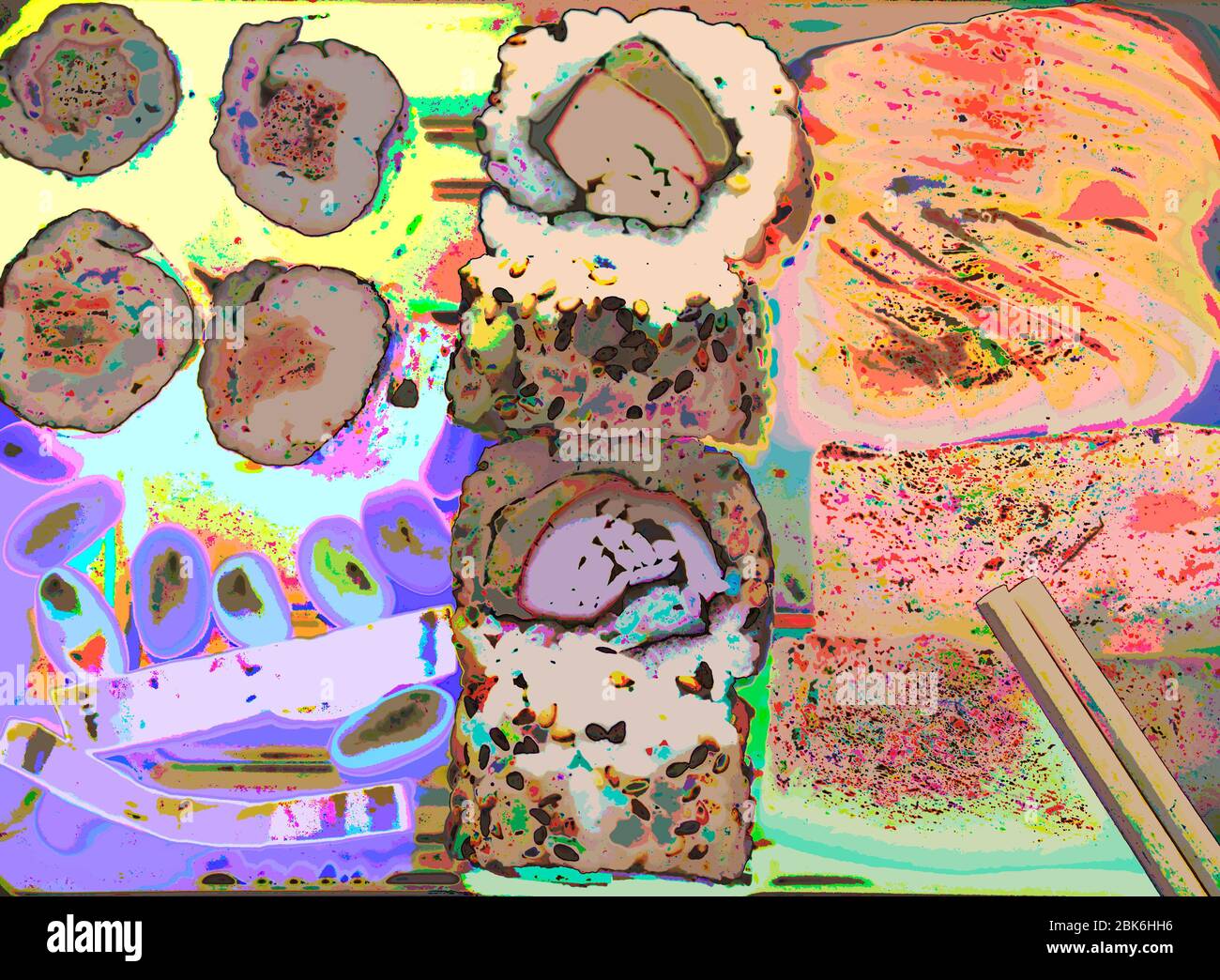 Drawing of a sushi tray Stock Photo - Alamy