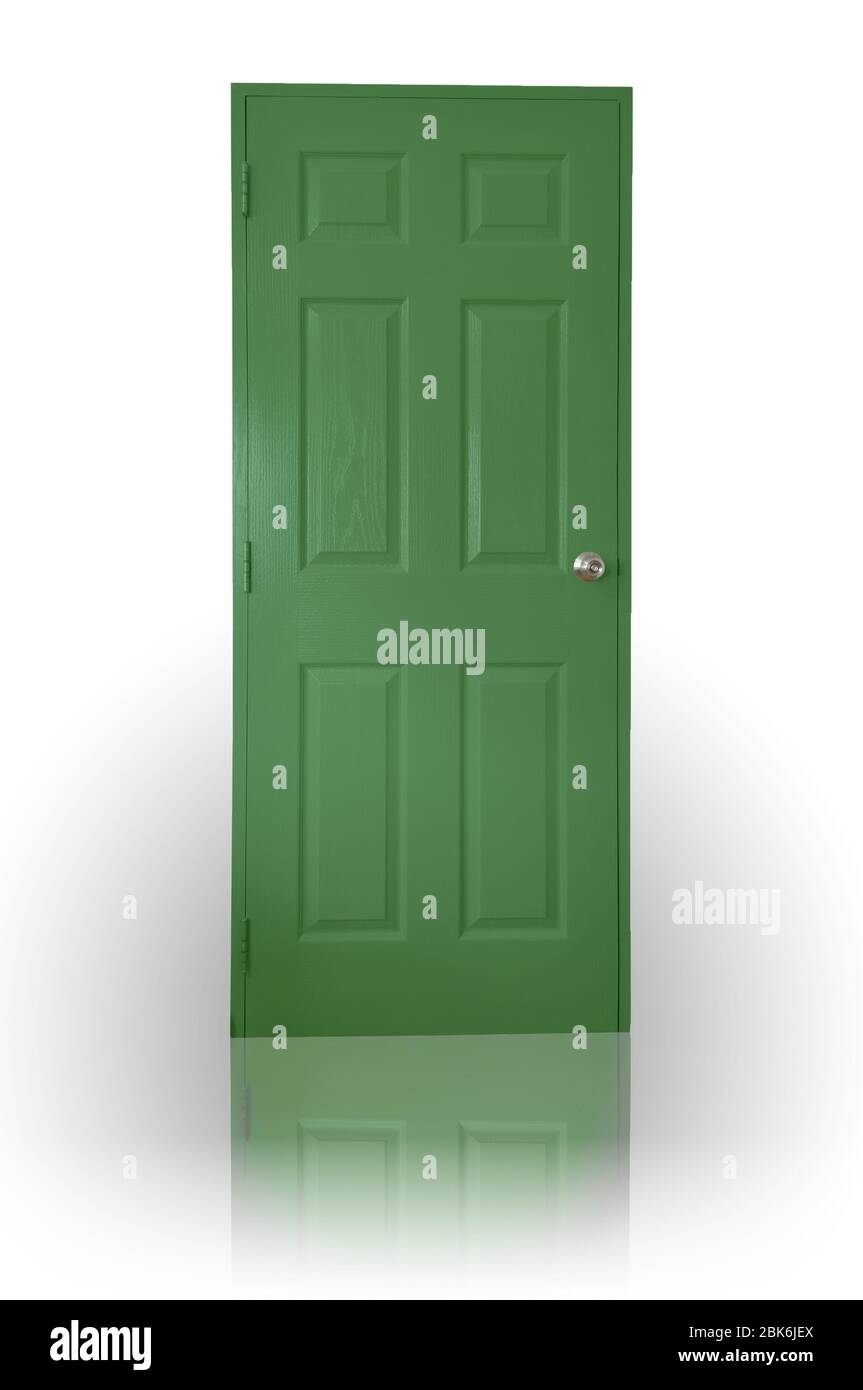 Green wood door with shadow Stock Photo - Alamy