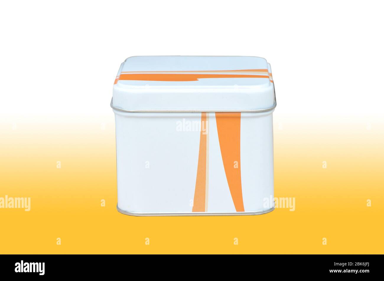 White metal box with orange pattern Stock Photo - Alamy